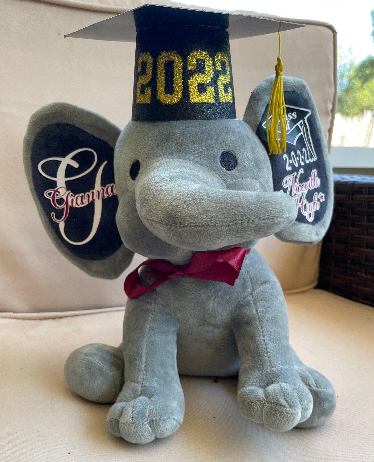 Stuffed 2023 Graduation Elephant, Gray 10 Elephant, Personalized ...