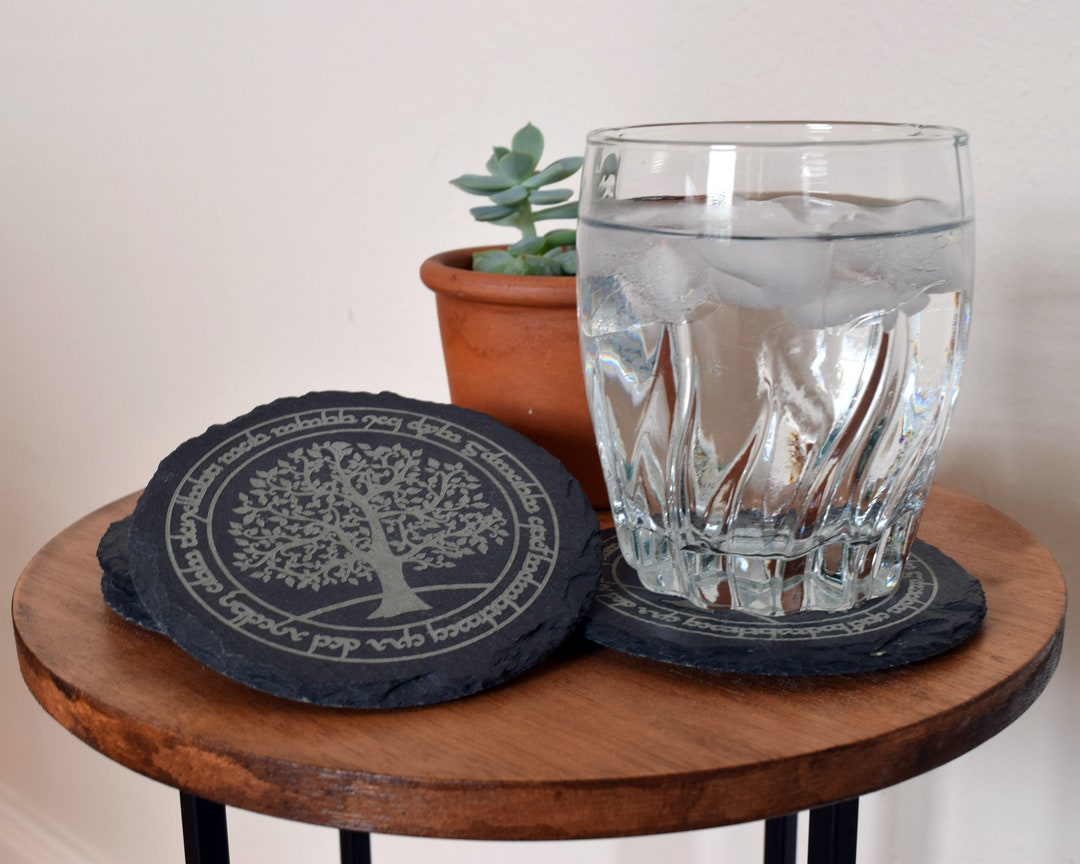 Fantasy Elven Slate Coasters - Set of 4 - Laser Engraved - Dungeons and ...