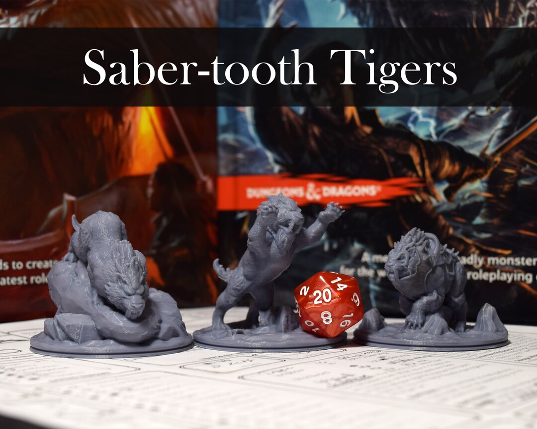 Saber-tooth Tigers - 3D Printed Fantasy Miniature - Etsy