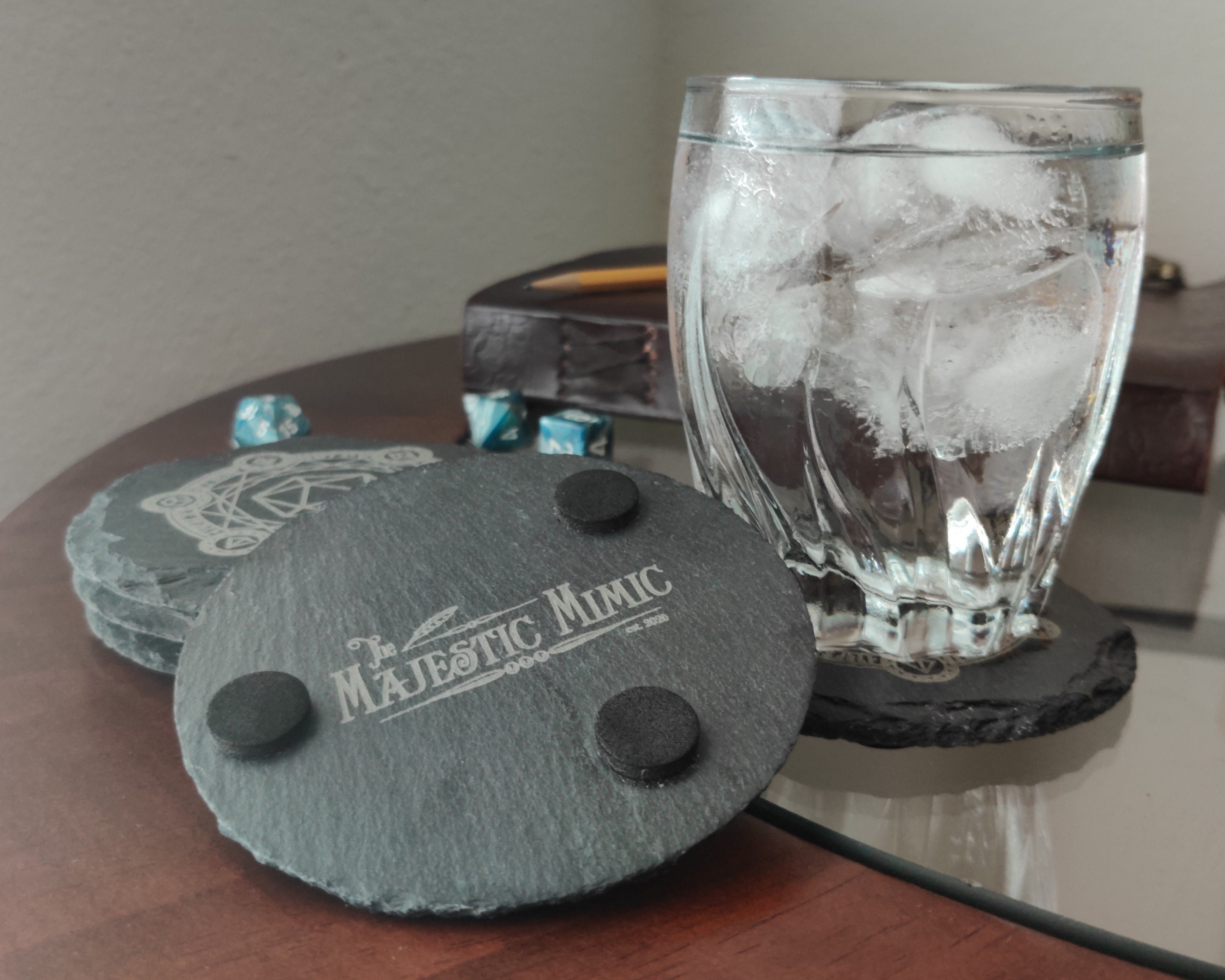 D20 Magic Circle Slate Coasters Set of 4 Laser Engraved - Etsy