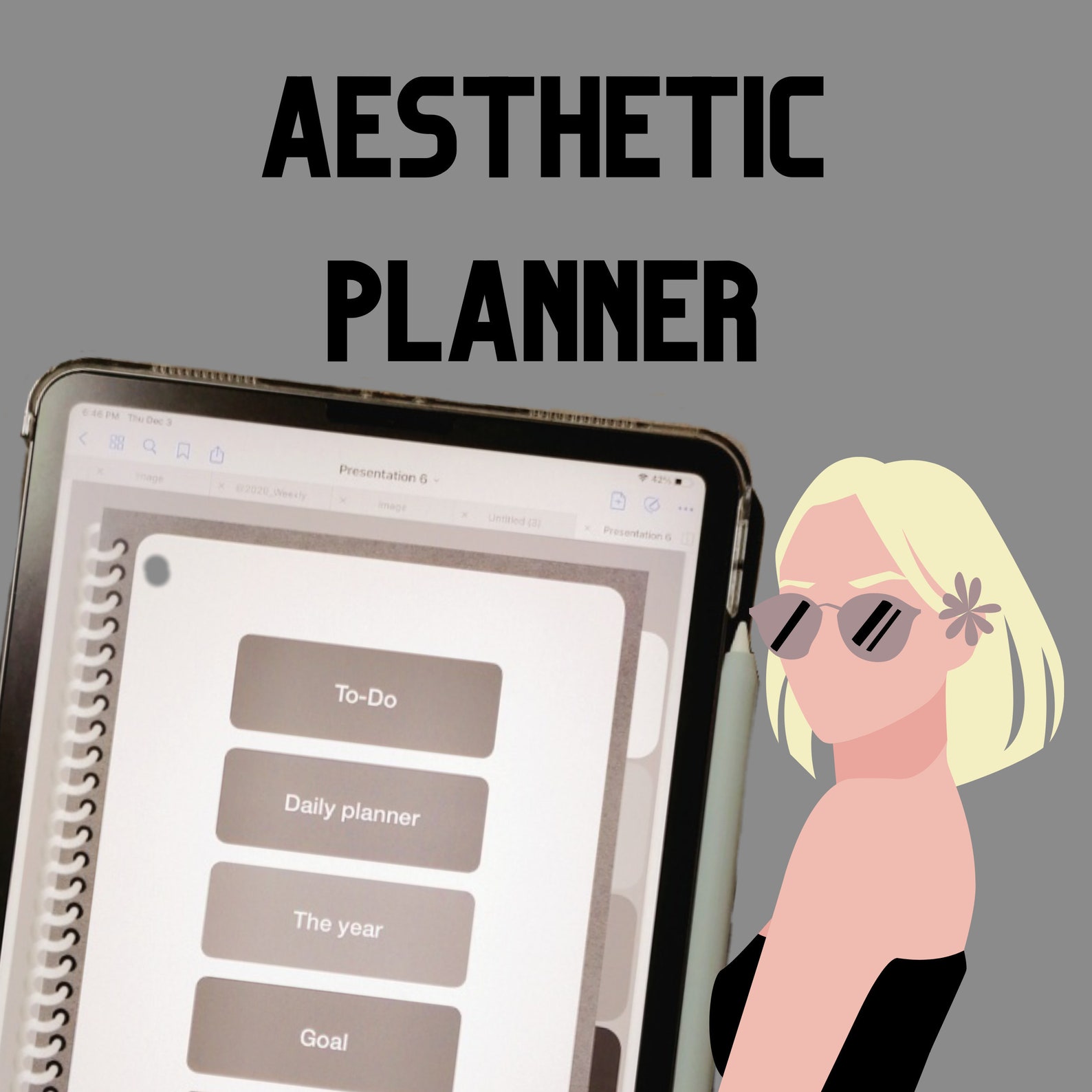 AESTHETIC DIGITAL PLANNER black white and grey color themed | Etsy