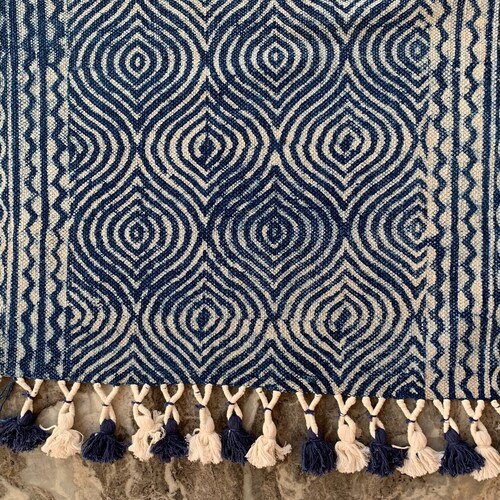 2 X 6 Cotton Indigo Rug Block Printed Dhurrie Handmade Rug - Etsy