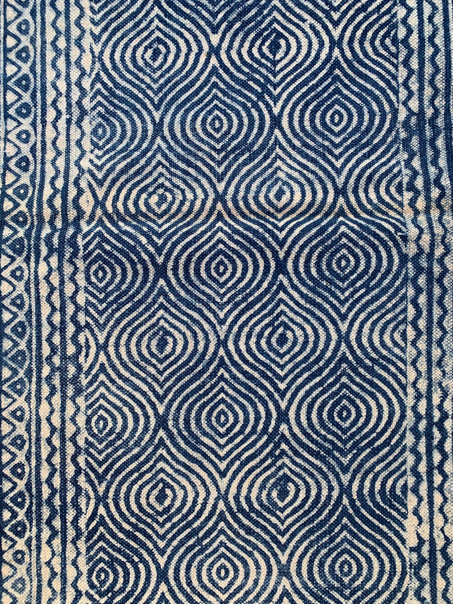 2 X 6 Cotton Indigo Rug Block Printed Dhurrie Handmade Rug - Etsy