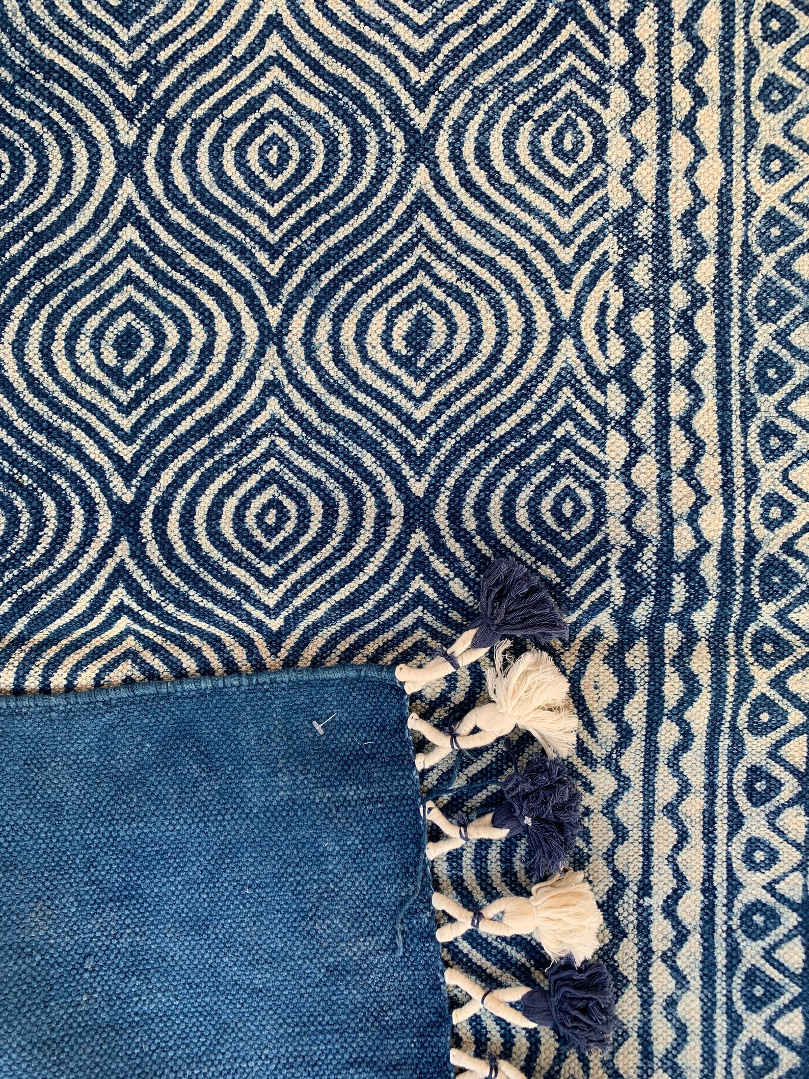 2 X 6 Cotton Indigo Rug Block Printed Dhurrie Handmade Rug - Etsy