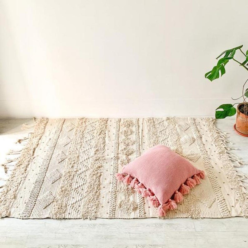 Bohemian Moroccon Inspired Hand Woven Cotton Rug Soft Rug - Etsy