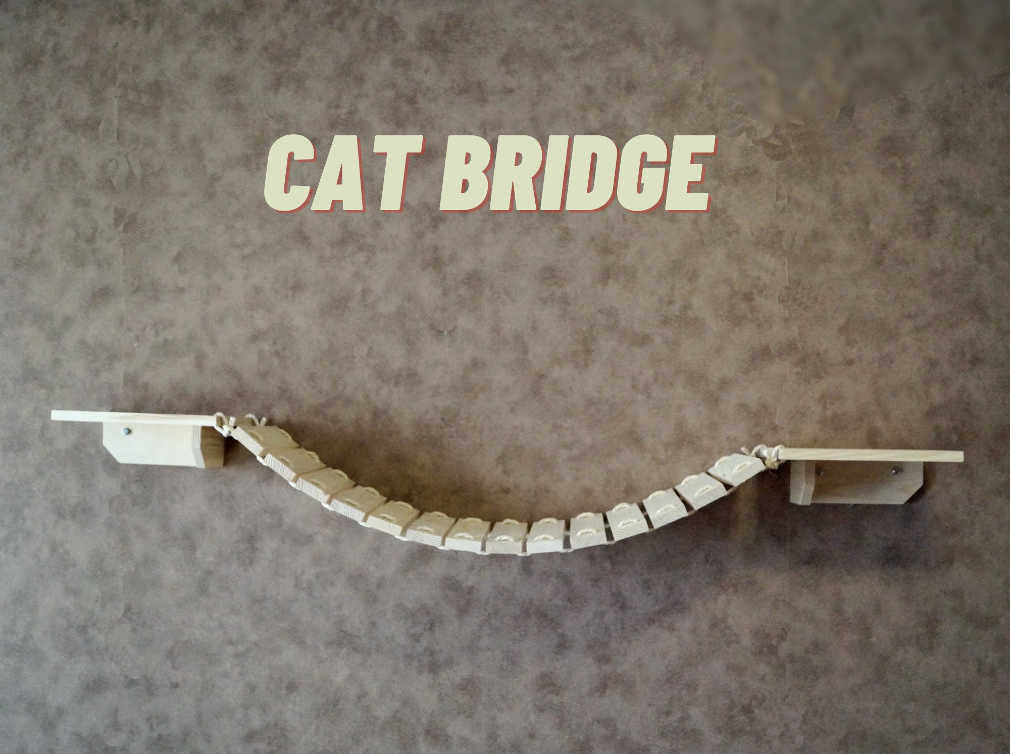 Wall mounted cat bridge from natural wood with Cat wall | Etsy