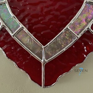 Valentine Heart. Lacy Look in Textured Red Glass and Iridescent Clear ...