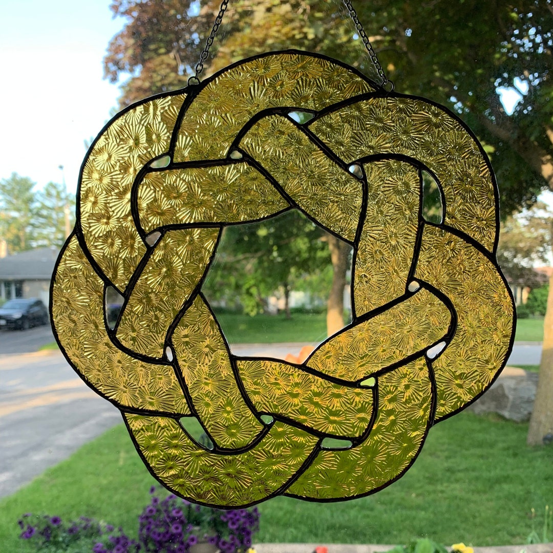Celtic Sailor Knot Stained Glass Suncatcher in Brilliant Textured Gold ...