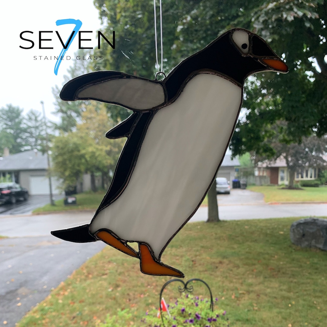 Penguin on the Move, Stained Glass Suncatcher - Etsy