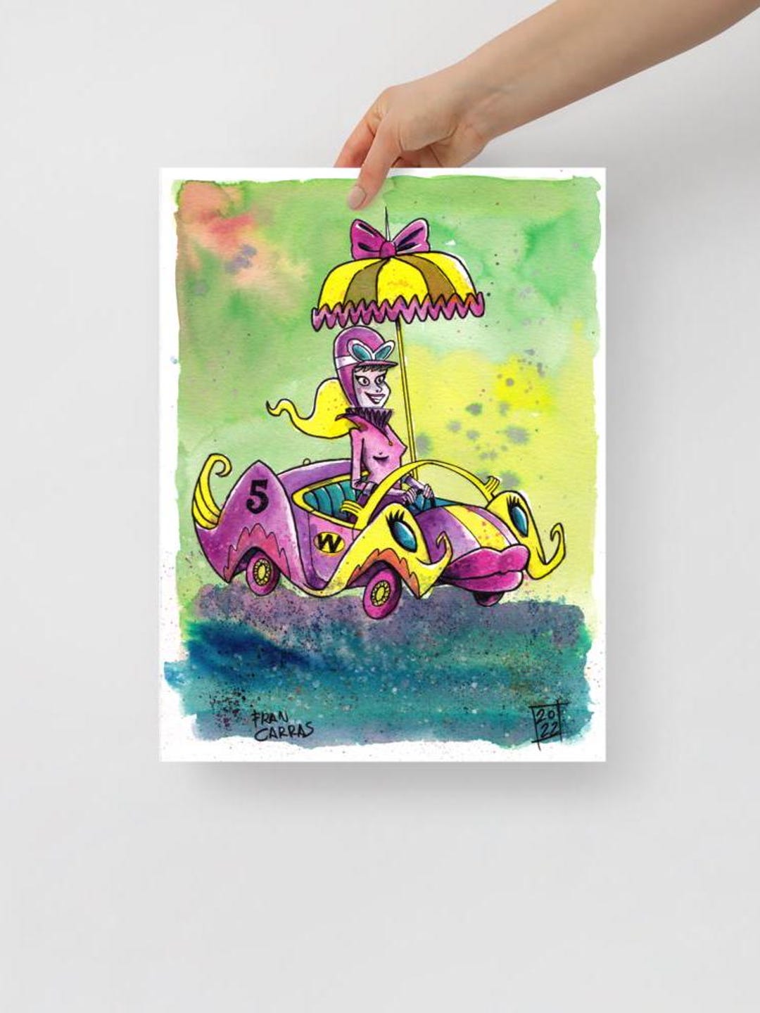 Poster Penelope Pitstop Wacky Races Watercolors by Fran Carras - Etsy