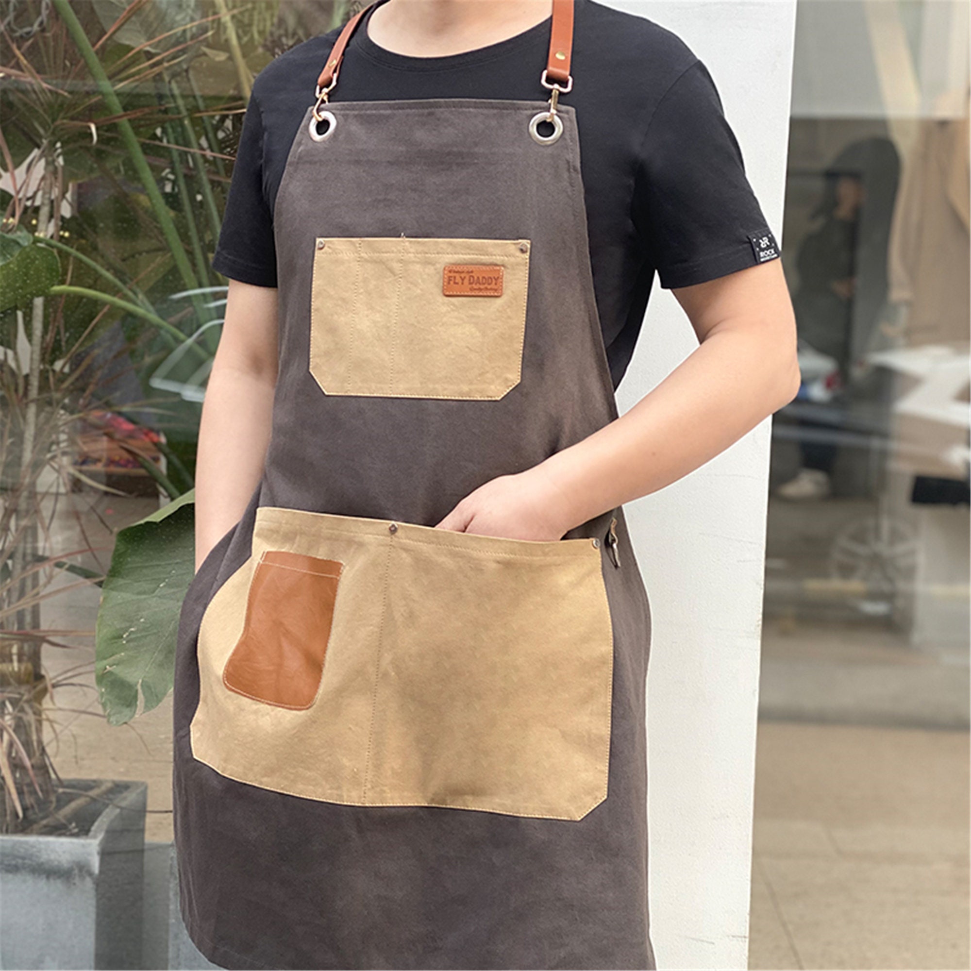 Denim cross back apron women men apron with pockets custom aprons art ...