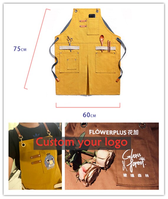 Denim cross back apron women men apron with pockets custom aprons art ...
