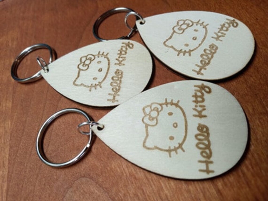 Double Sided Laser Engraved Hello Kitty Inspired Wood | Etsy