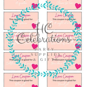 Valentine's Day Love Coupons. Digital Custom Item, Love Coupons, Spicy ...