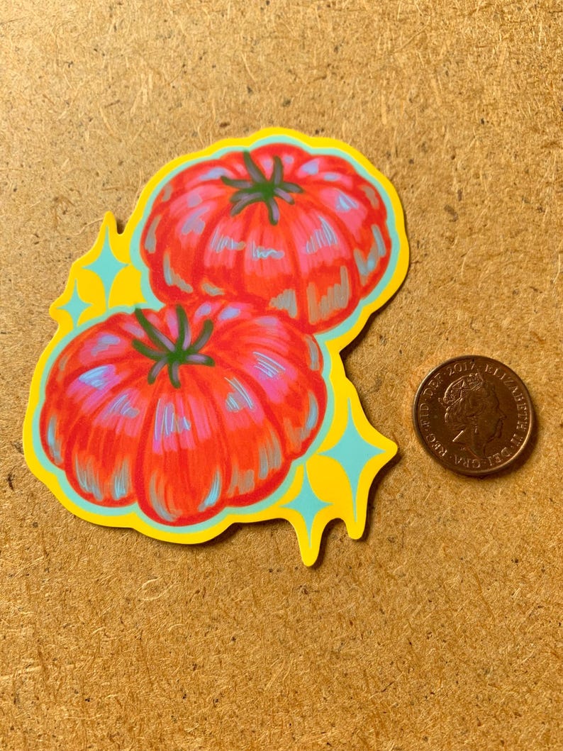 Tomato Sticker | Glossy Vinyl Decal | Original Illustration - Etsy