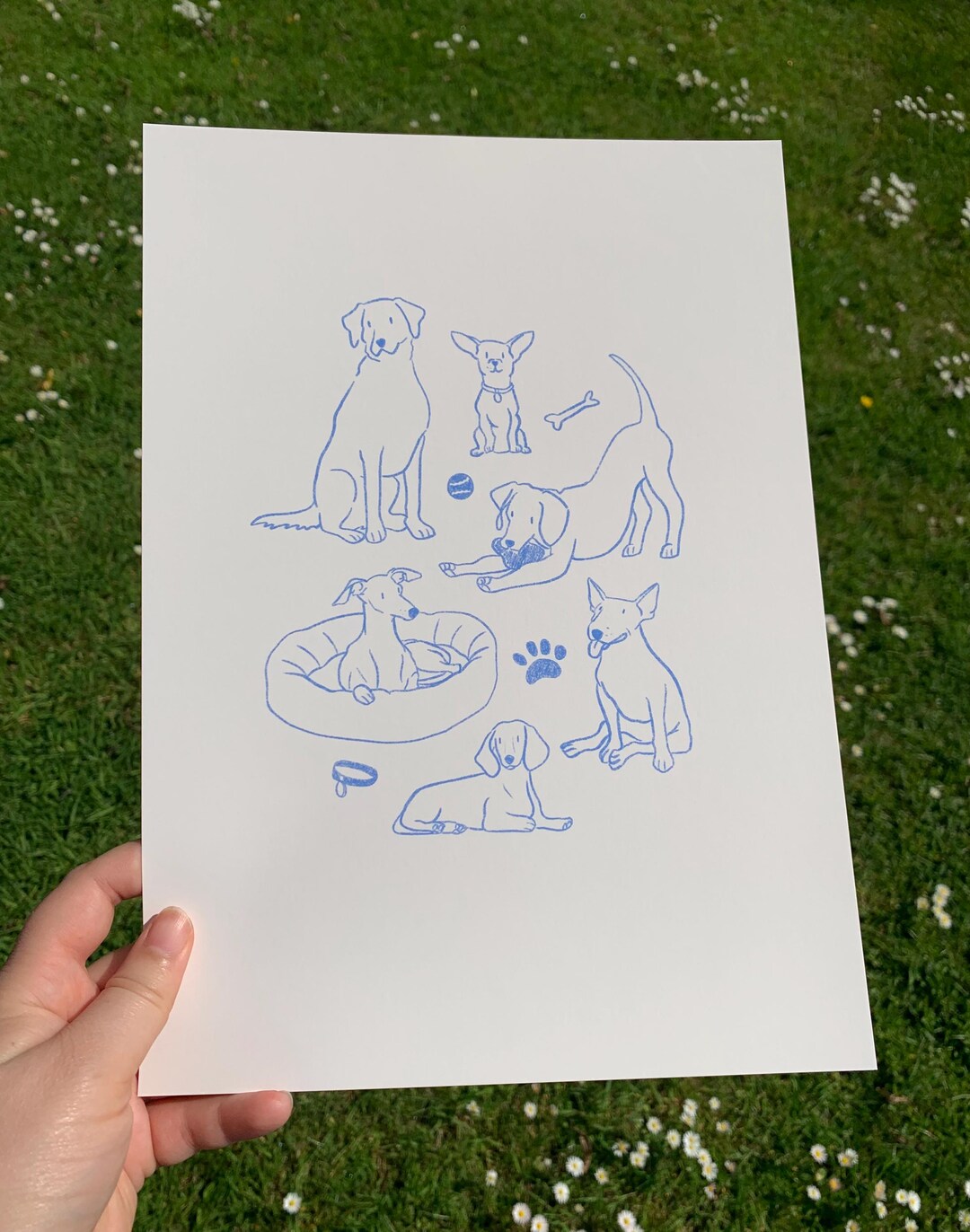 Dog Art Print | Wall Art | A4 Art Print | Minimal Dog Original ...