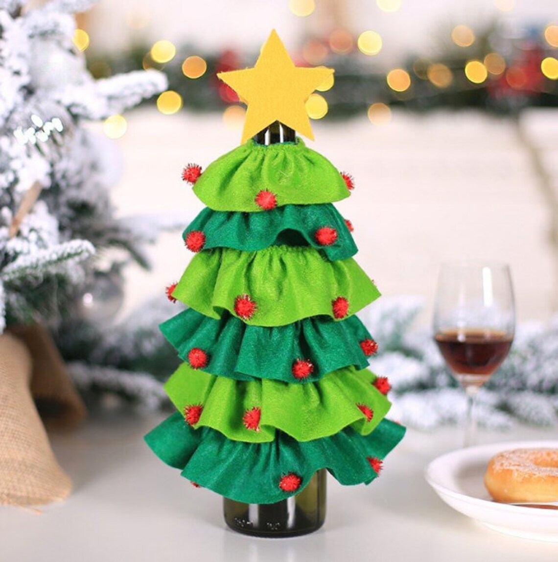 Christmas Tree Wine Bottle Cover, Christmas Party, Christmas Gift ...