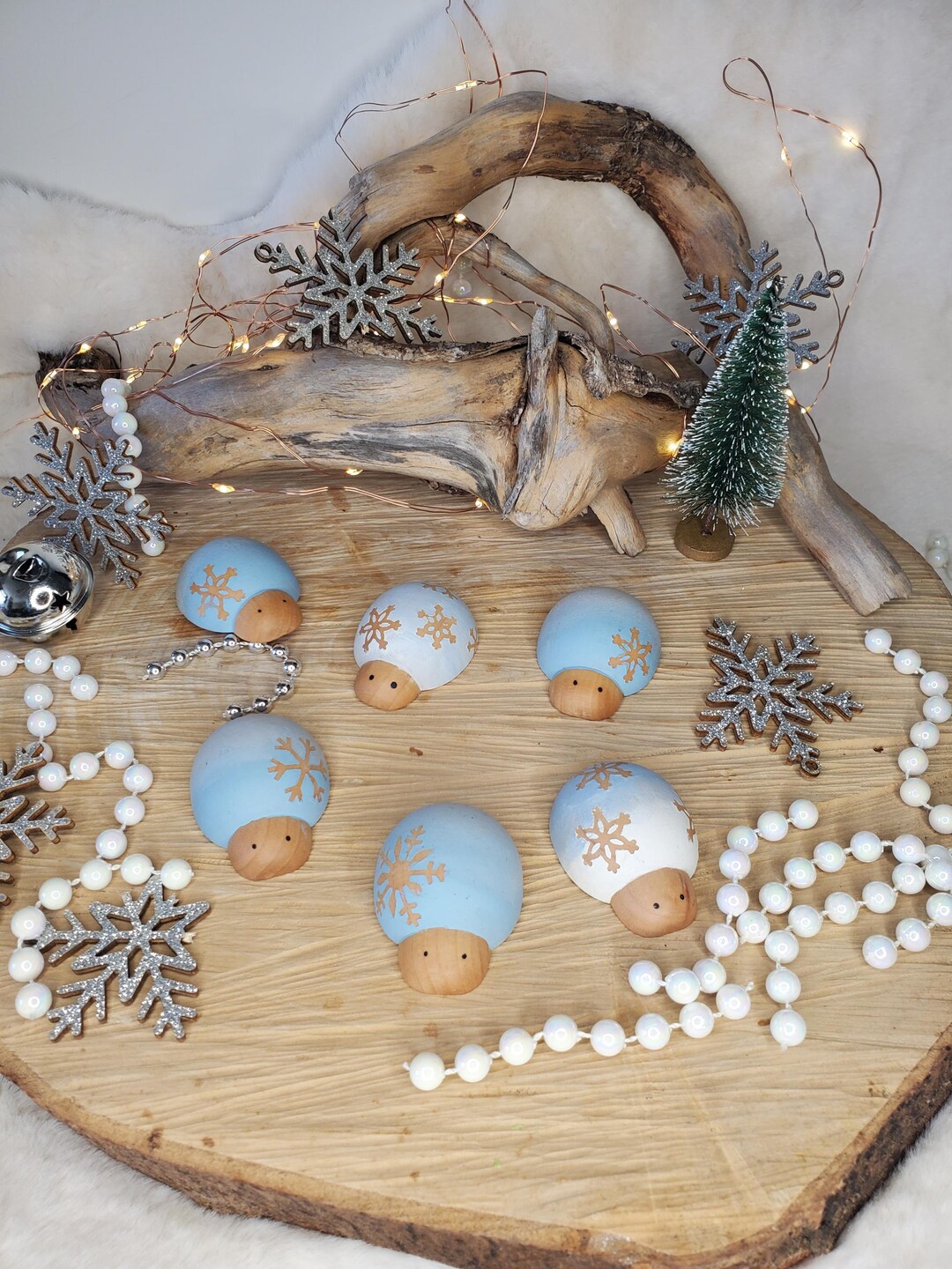 Handcrafted Wooden Winter Insects Toy Decor Adorable Seasonal Peg Bug ...