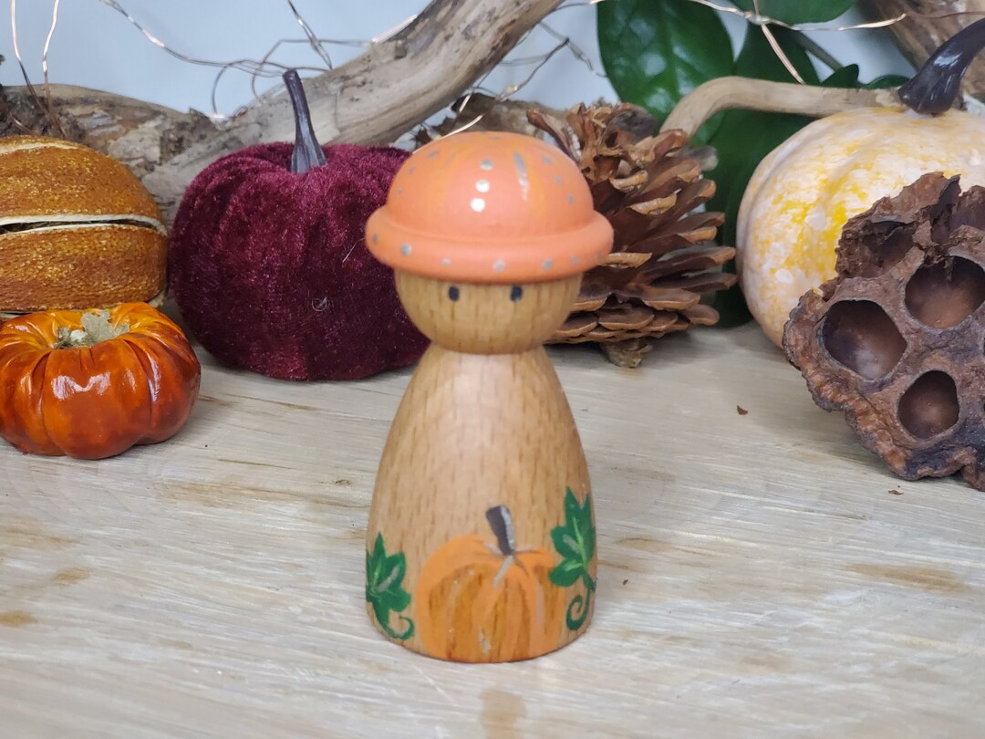 Pumpkin Peg Doll: Montessori Wooden Toy, Autumn Decor - Etsy