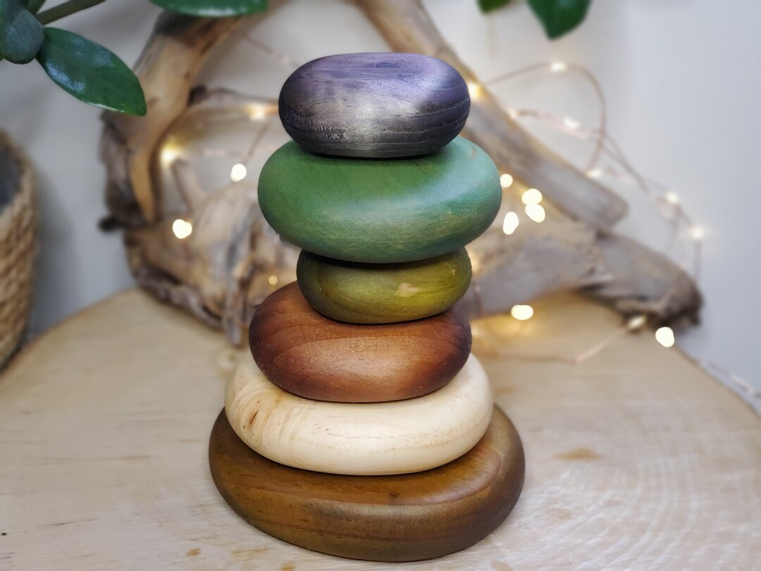 Wooden Stacking Pebblessmall World Play Set Ups Wooden - Etsy