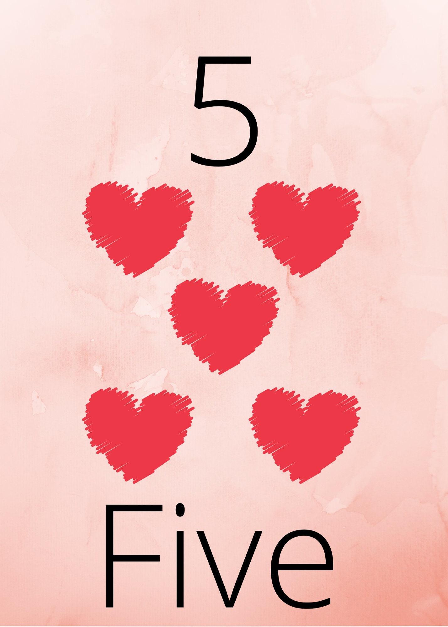 Valentines Hearts Number flash cards Digital downloadable | Etsy