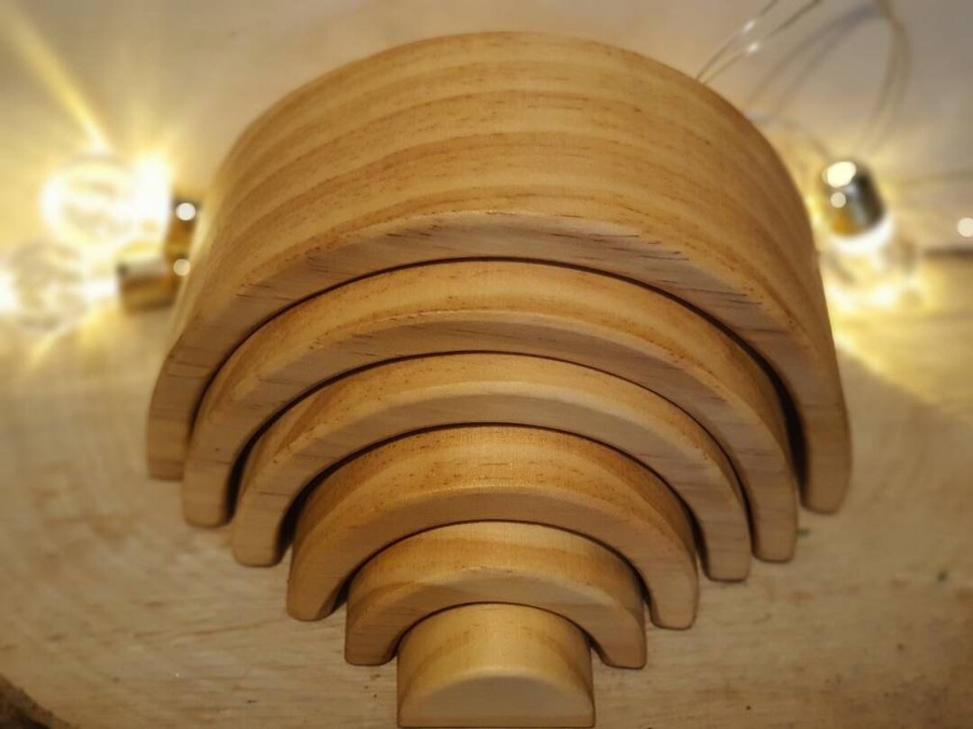 Natural Wood Stacking Rainbow, Montessori Wooden Stacking Arches for ...