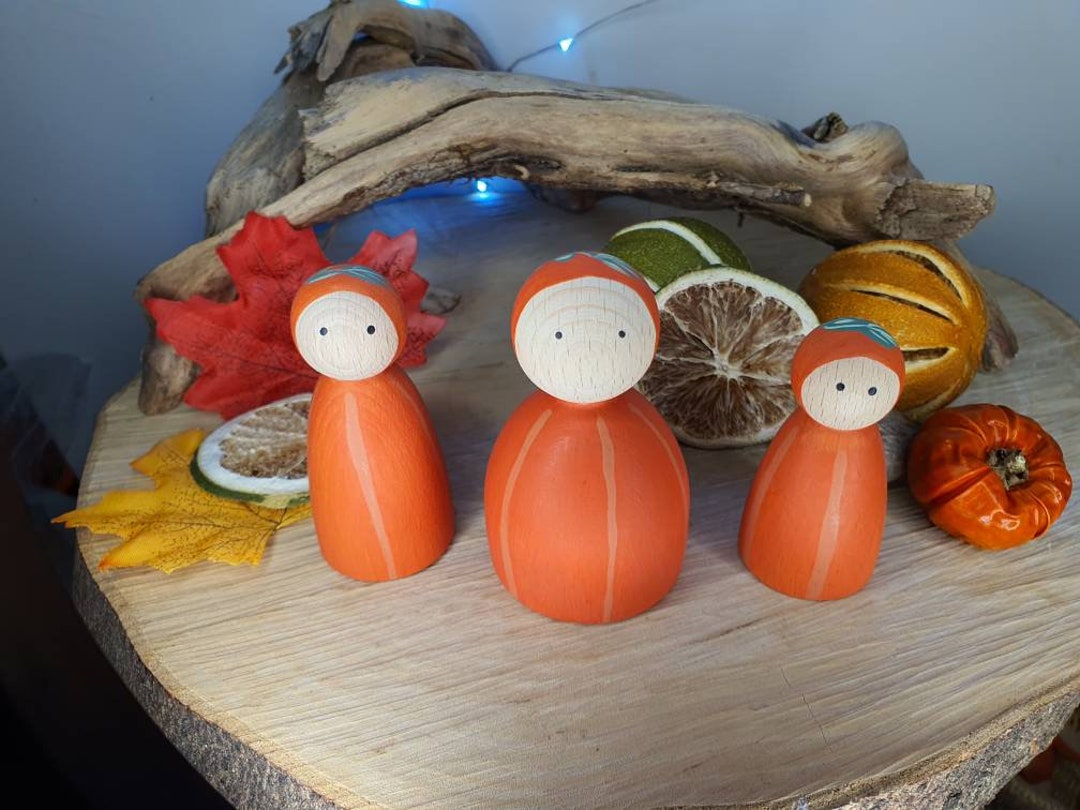Handpainted Pumpkin Peg Dolls, Montessori Autumn Decor - Etsy