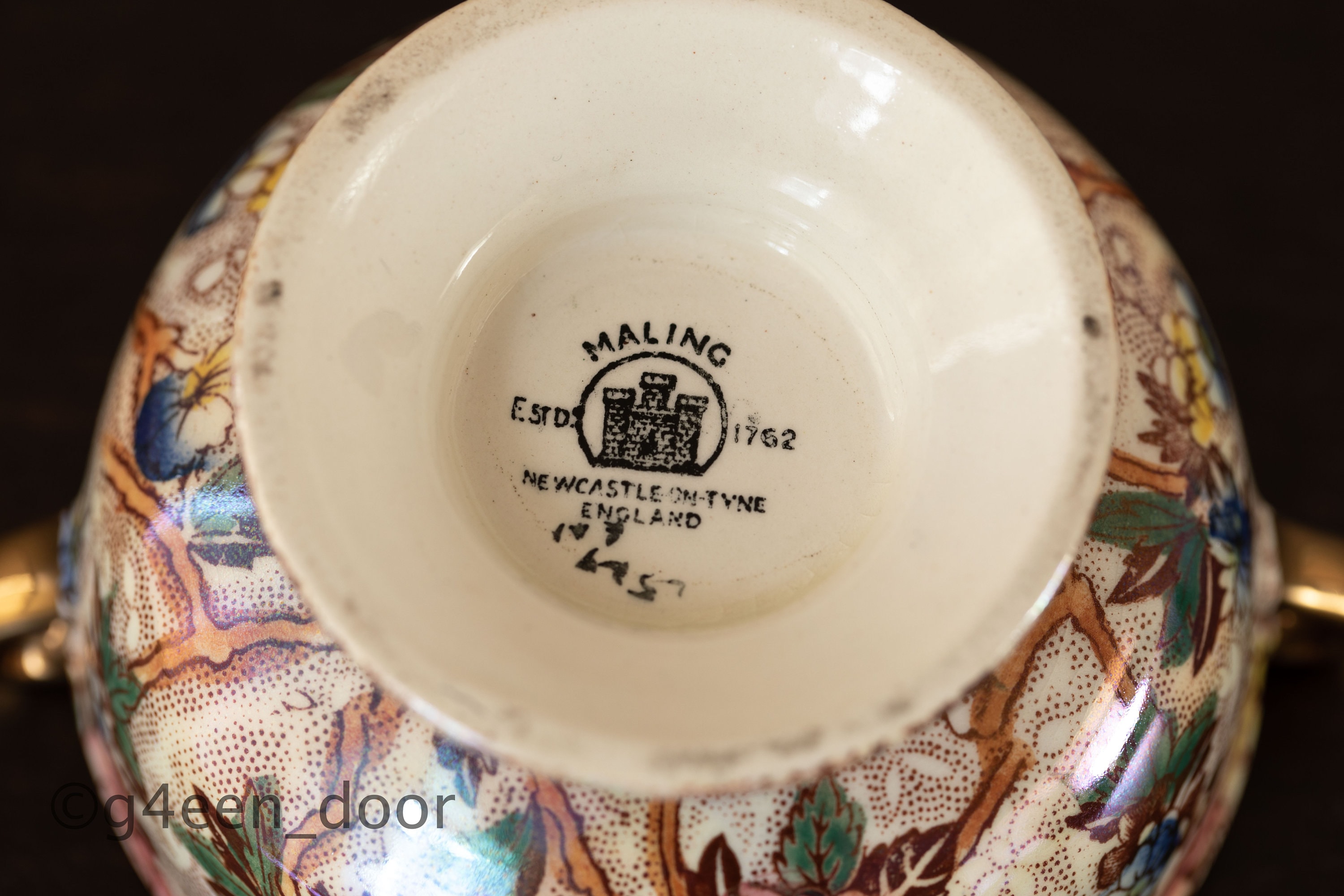 Vintage 1950's Maling Lustre Ware Floral Pink & Brown Chintz Small Bowl ...