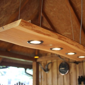 Handcrafted Oak Pendant Lamp With Integrated LED Lighting | Live Edge ...