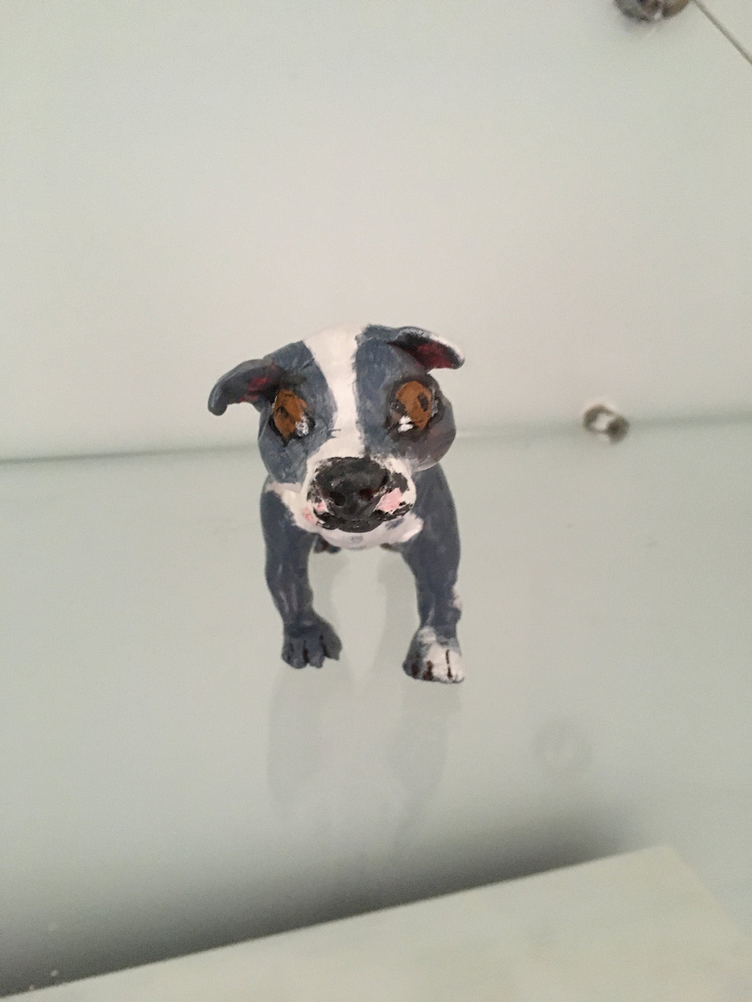 Blue and White Staffy Hand Made Clay Ornament Memorial Gift - Etsy UK