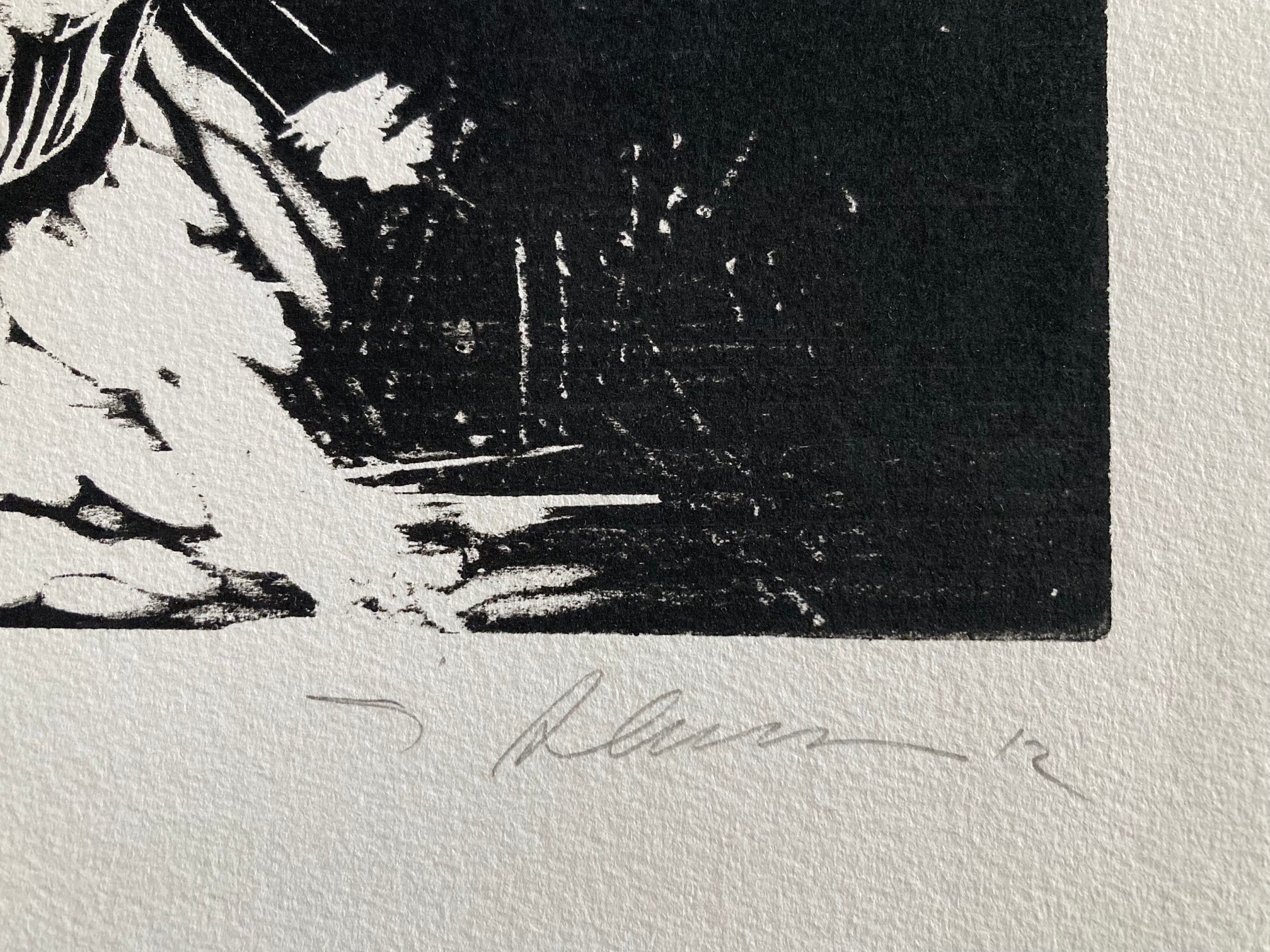 Print of Man Smoking / Woodcut Portrait of Man Smoking Cigarette ...