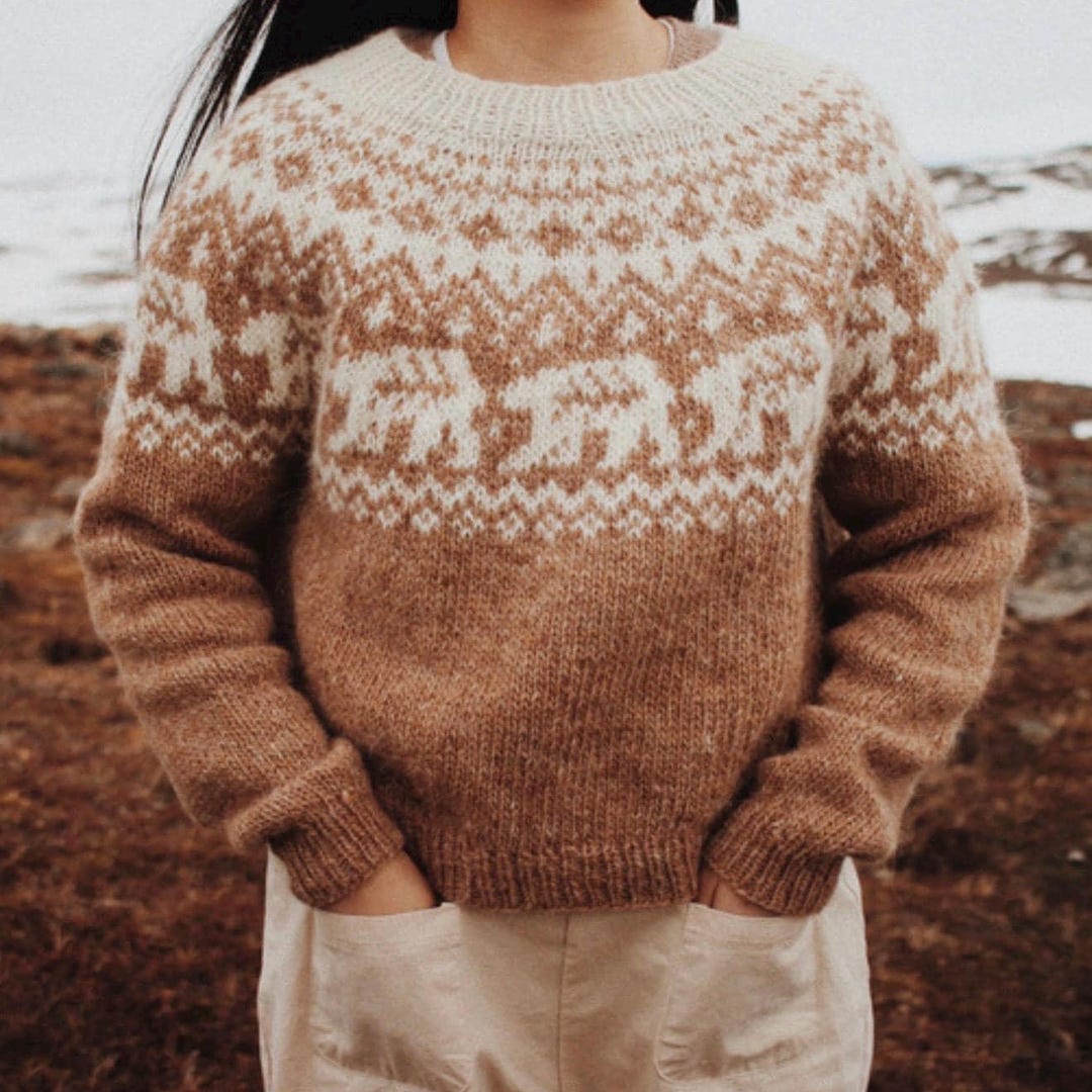 Icelandic Sweater Narnia,polar Bear Print Pure Lettlopi Wool Lopapeysa ...