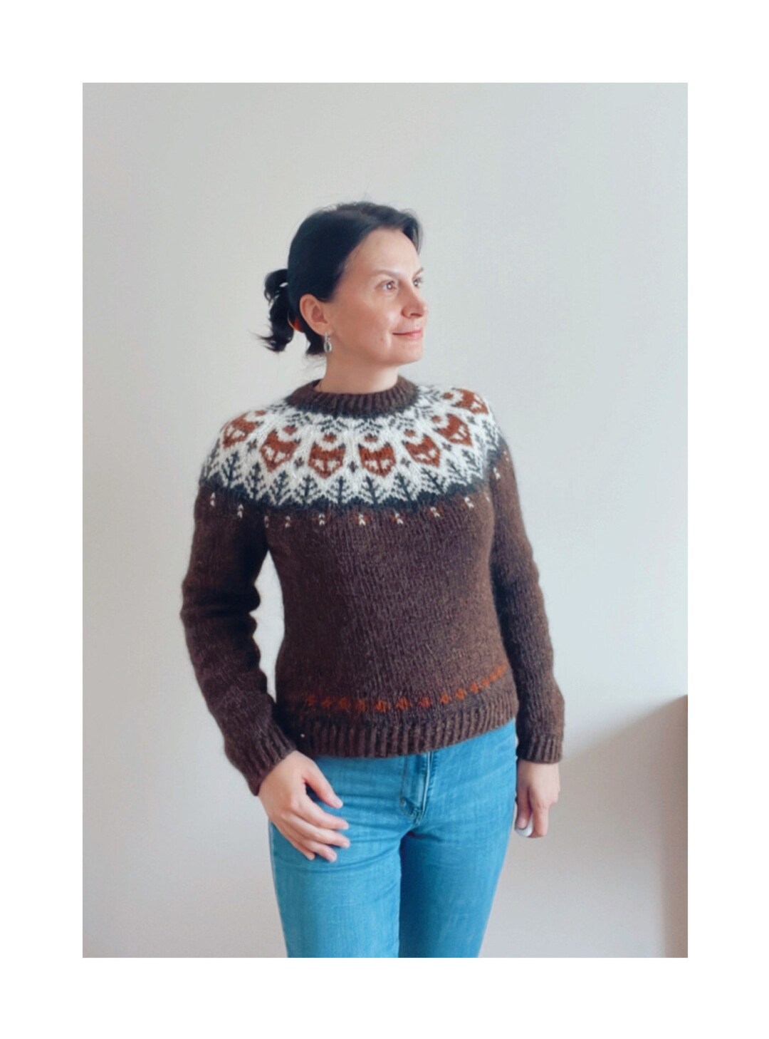 Made to Order-icelandic Wool Fox Sweater Hand Knit Norwegian - Etsy