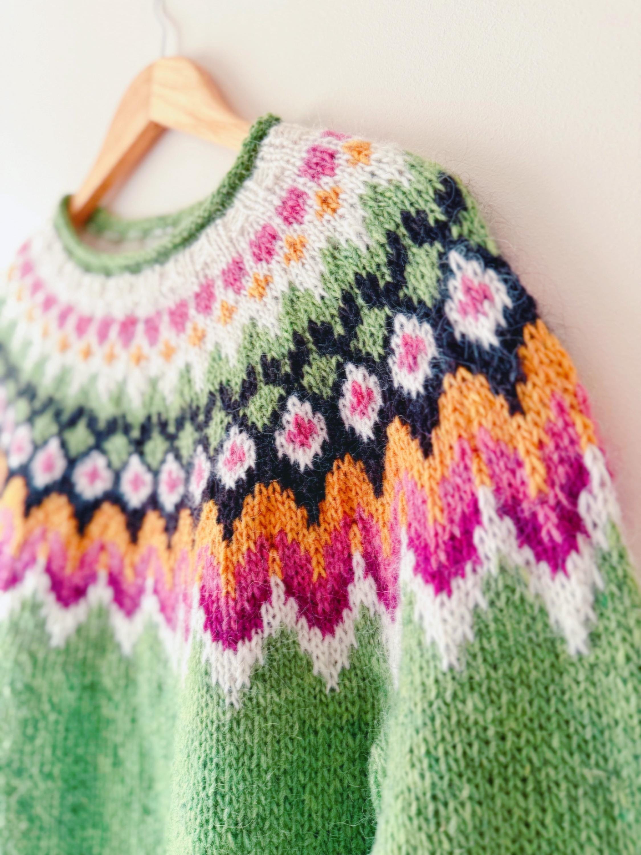 Green Icelandic Wool Sweater~nordic Lopapeysa Sweater Green Icelandic Wool Sweater~nordic Lopapeysa Sweater