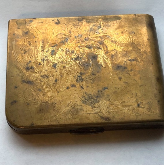 Vintage compact mirror metal - Gem