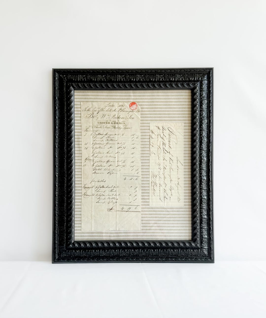Antique Handwritten Receipt London Oil and Grocer From 1831 Wax Seal ...