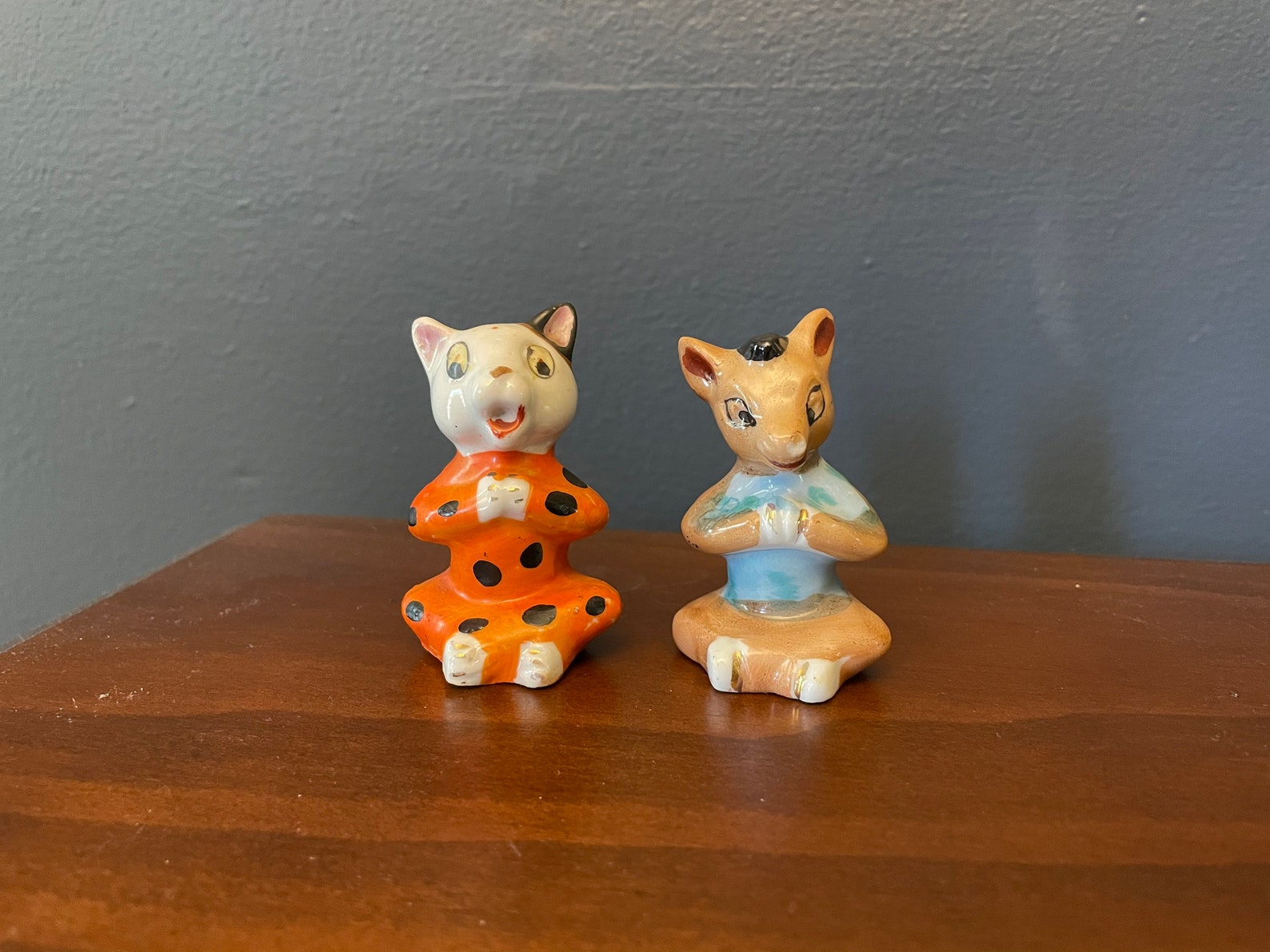 Vintage Pair of Made in Japan Porcelain Animal Figurines Cat and Donkey ...