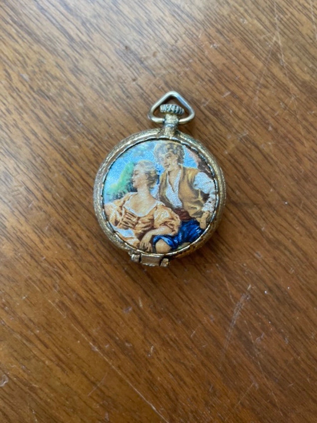 Vintage Perfume Locket Brooch Enamel Pendant Compact Case - Etsy