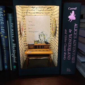 Book Nook Shelf Insert Display Light up Book Nook Fairy House Bookshelf ...