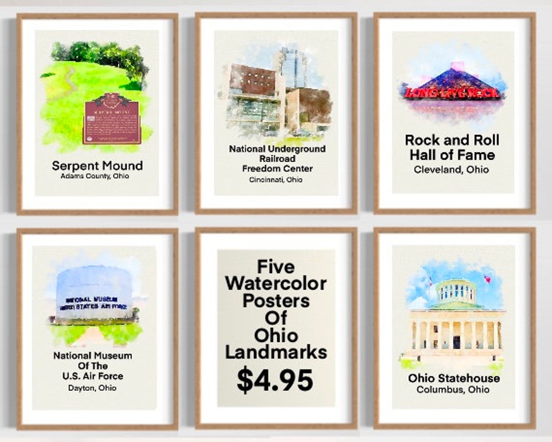 Classroom Posters of Ohio Landmarks, Ohio Classroom Decor, Ohio History ...