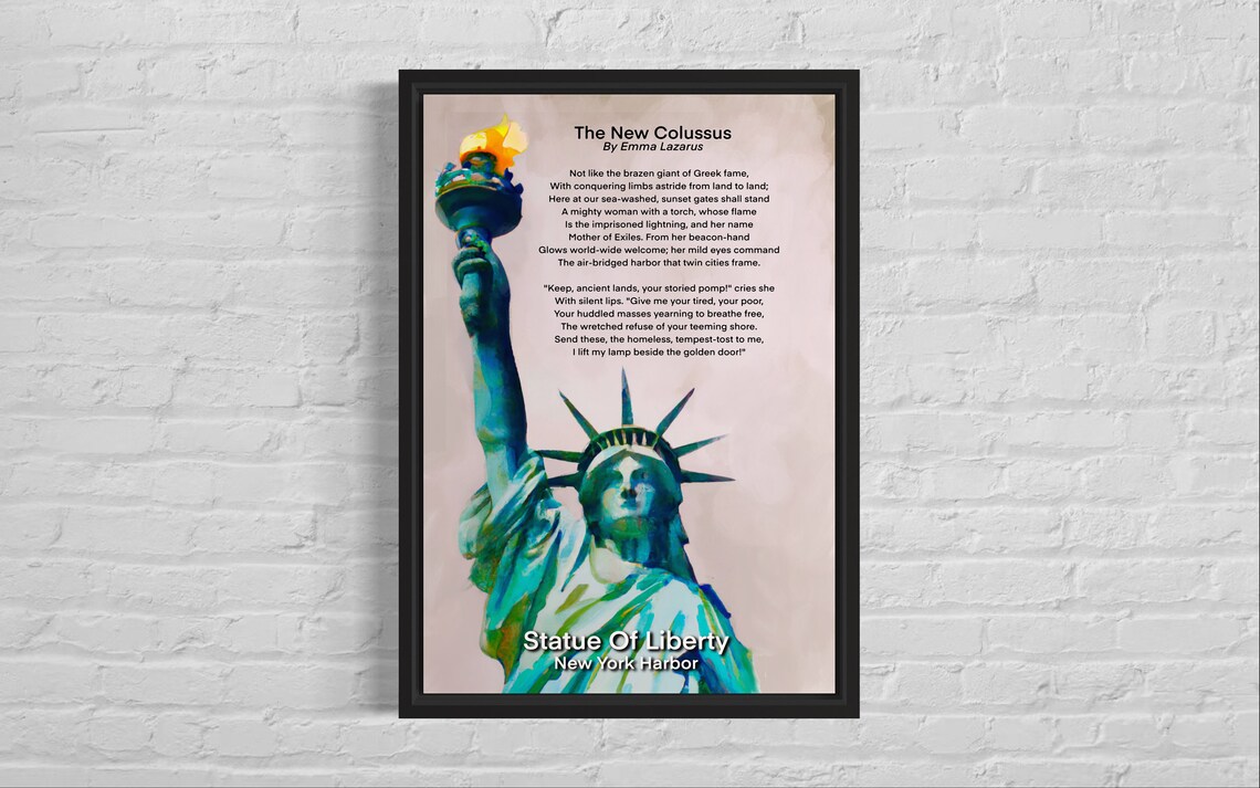 Statue of Liberty Poem Print, Emma Lazarus Quote Poster, Printable ...