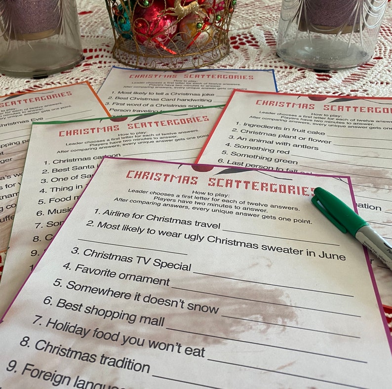 Printable Christmas Game, Scattergories, Christmas Activity - Etsy