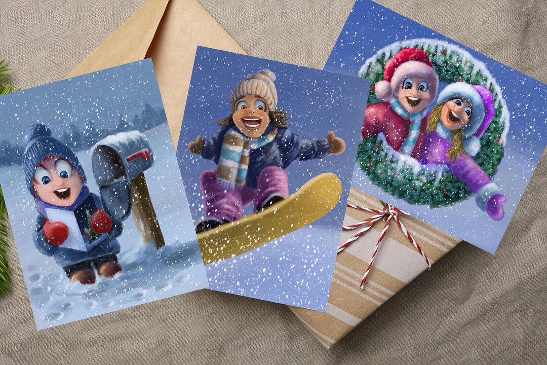 Christmas Card Clipart for Kids, Bundle of 5, Instant Download ...