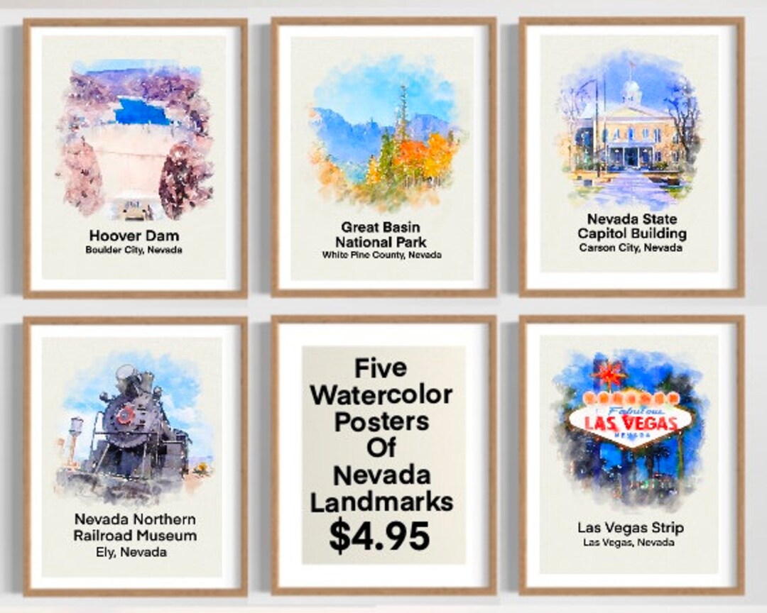 Educational Classroom Posters of Nevada Landmarks Bundle, Nevada ...