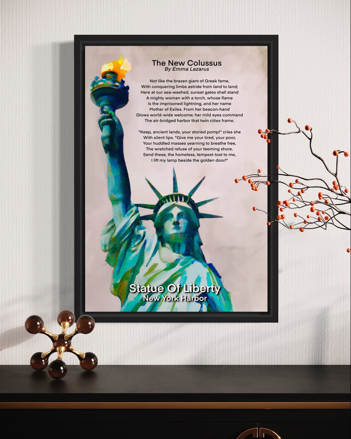 Statue of Liberty Poem Print, Emma Lazarus Quote Poster, Printable ...
