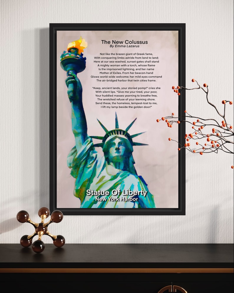 Statue of Liberty Poem Print, Emma Lazarus Quote Poster, Printable ...