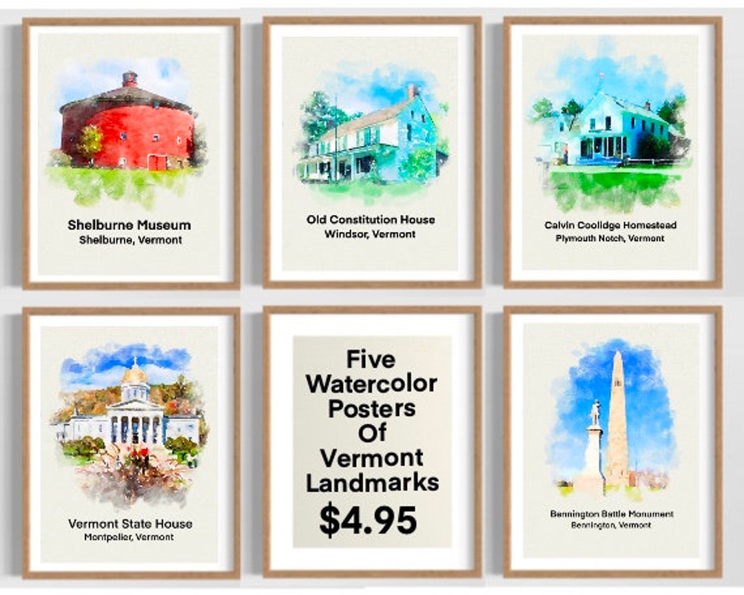 Classroom Posters of Vermont Landmarks Bundle, Vermont Travel Posters ...
