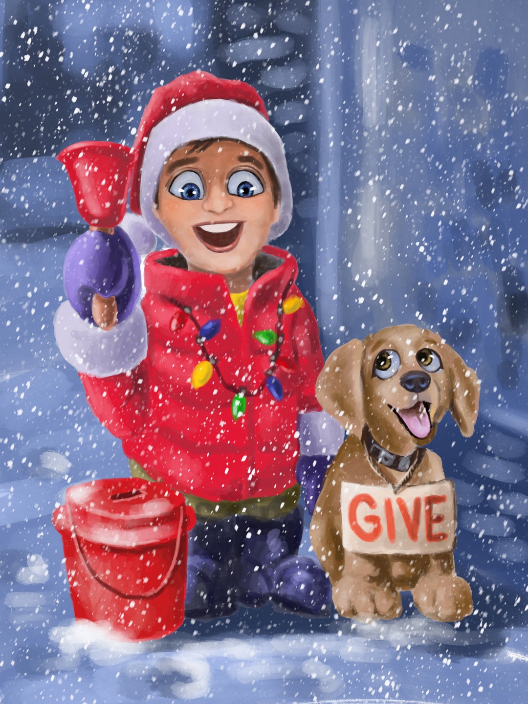 Artwork For Children s Christmas Cards Christmas Art For Etsy