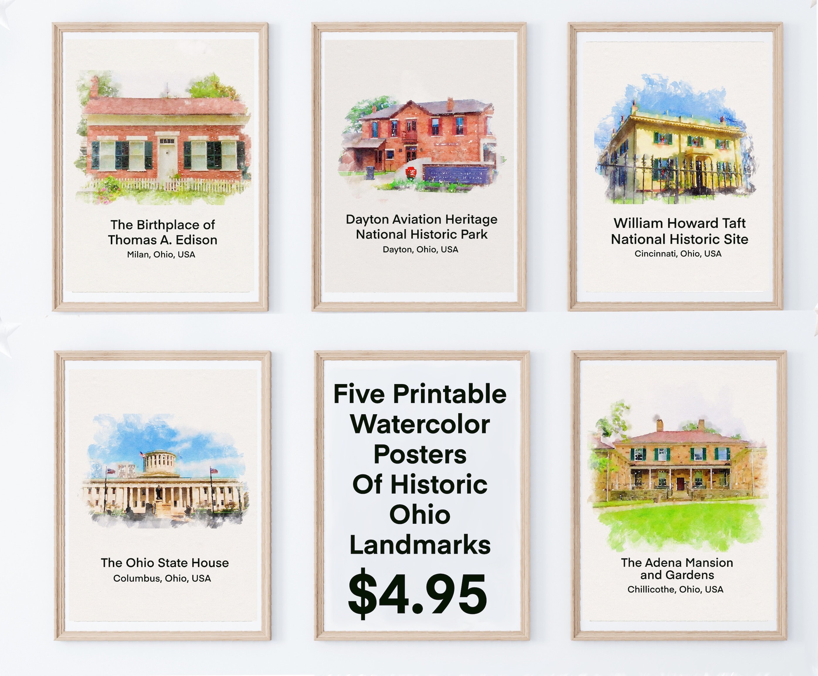 Classroom Posters of Ohio Landmarks, Ohio Classroom Decor, Ohio History ...