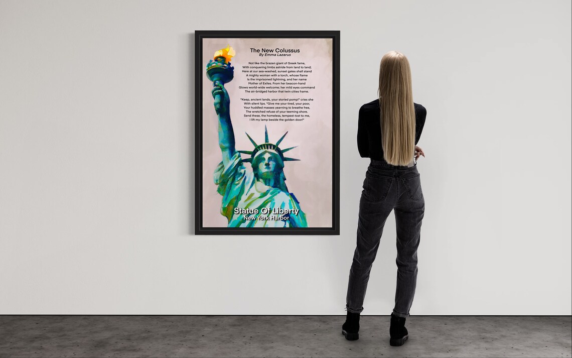Statue of Liberty Poem Print, Emma Lazarus Quote Poster, Printable ...